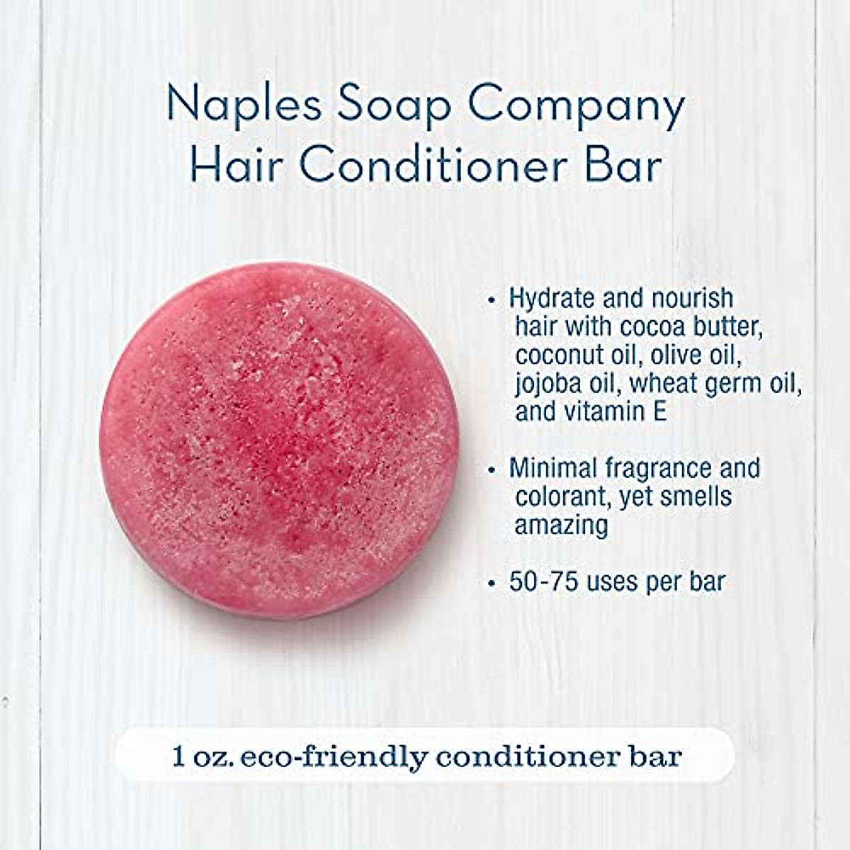 Naples Soap Company, Protein Enriched, 50-75 Use, Solid Hair Conditioner Bar, Eco-Friendly Haircare, Helps Ensure Vibrant, Healthy Hair, All Hair Types, Sunkissed, 1oz