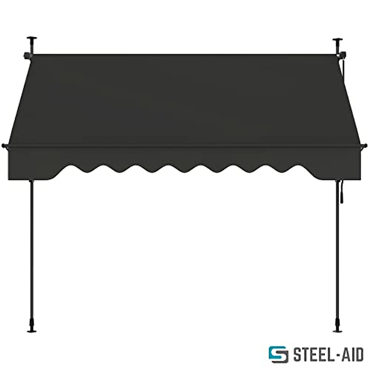 STEELAID Manual Retractable Awning – 118” Non-Screw Outdoor Sun Shade – Adjustable Pergola Shade Cover with UV Protection – 100% Polyester Made Outdoor Canopy – Ideal for Any Window or Door