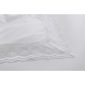 White Queen Lace Duvet Cover Egypt Cotton Quilt Cover 90x90 Inch 1 Pieces Solid