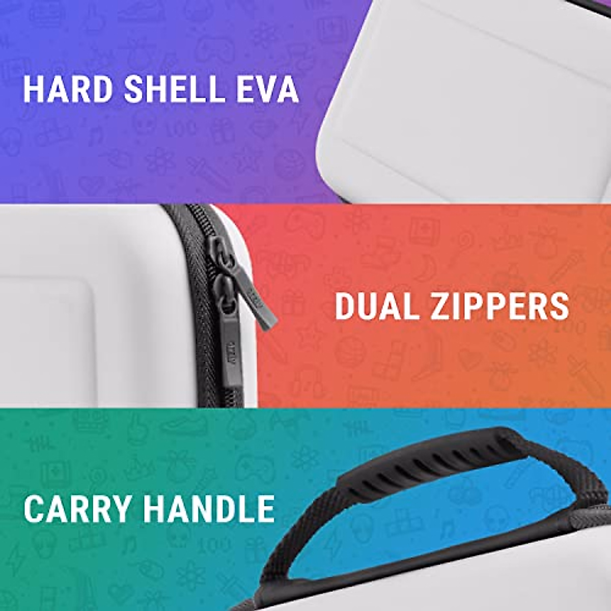 Orzly Carry Case for White Nintendo Switch OLED Console with Accessories and Games Storage Compartment - Easy Clean Case Gift Boxed Edition