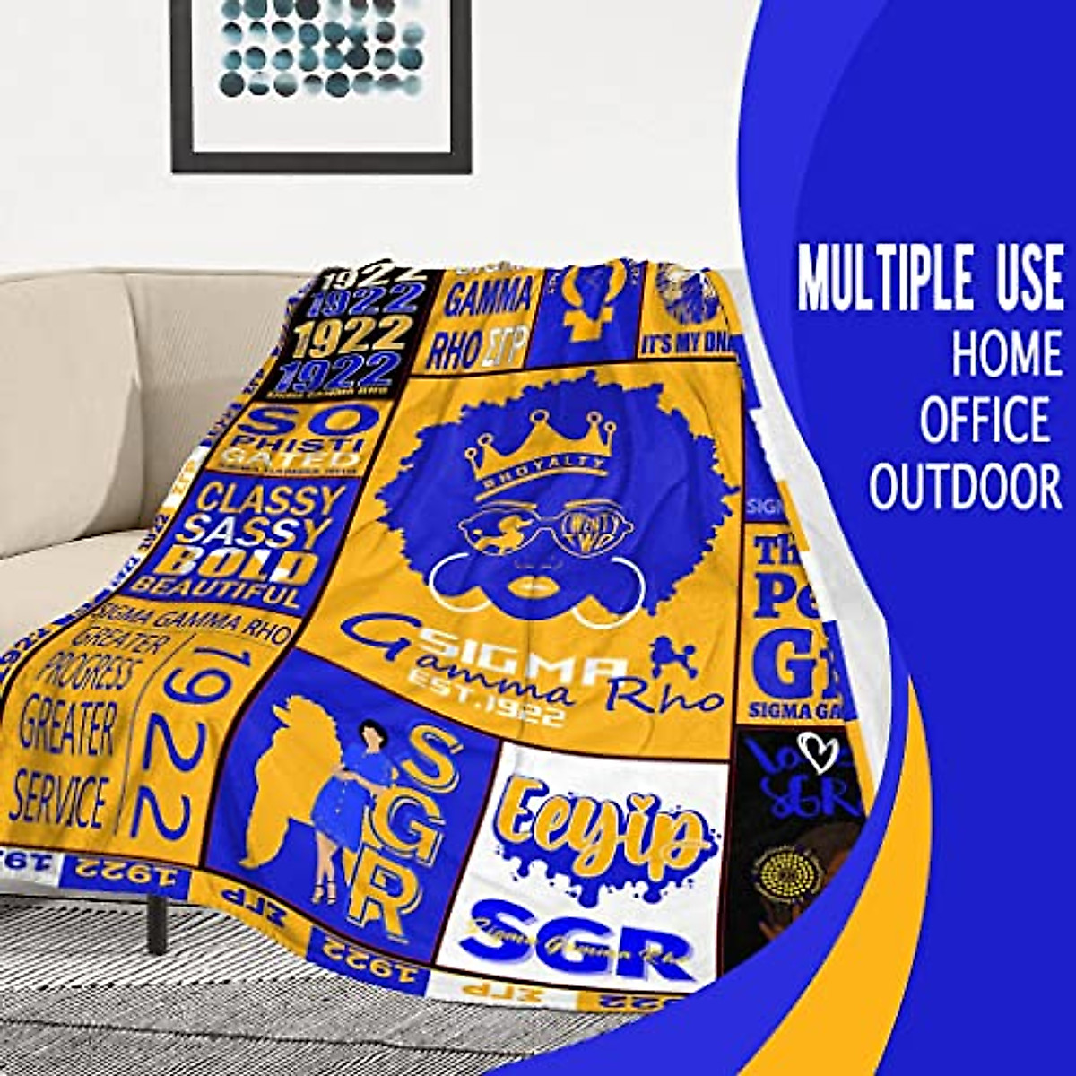 Nine City Sigma Gamma Rho Sorority Blanket for Women - 40''x50'' Throw Gift with 1922 Poodle and African American Design for Her or Girlfriends, Sigma Gamma Rho Gifts