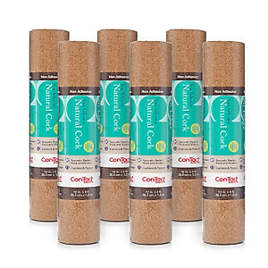 Con-Tact Brand Cork Non-Adhesive Shelf and Drawer Liner for Crafters, 12" x 4', Natural, 6 Rolls