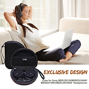 LTGEM Case Compatible with Sony MDR-ZX110 / MDRZX110AP / MDRZX110NC / MDR-ZX310AP ZX Series Wired On-Ear Headphones, Black+Grey(Case Only)