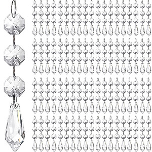 Nuogo 100 Pcs Crystals Beads Hanging Crystals Chandelier Crystals Clear Crystal Garland Strands Crystal Hanging Decor Clear