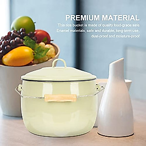 Zerodeko Enamel Kitchen Canister Food Storage Container Enamel Rice Bowl Flour and Sugar Containers Food Storage Containers for Dry Food Sugar Coffee Tea Light Green