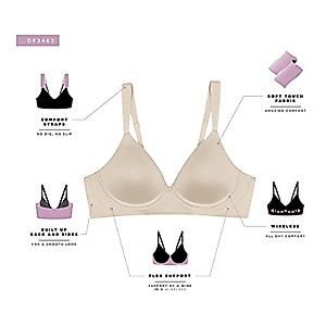 Bali Women's Comfort Revolution Wirefree, Soft Touch Ultimate Wireless Support Bra, White
