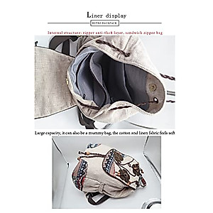 HUANGGUOSHU Backpack Purse For Women Casual Vintage Drawstring Anti-theft Back Pack Hippie Travel Boho Hand-Held Flap Hand-Embroidered Backpack, 13.7*13.7*7.08 inches