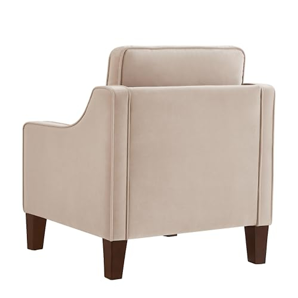 Miscoos Modern Velvet Accent Armchair-Single Sofa Chair with Wooden Legs and Scooped Armrests,Small Reading Sofa Chair Set,Upholstered Comfy Chair for Living Room, Bedroom, Office