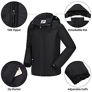 GOLDEN CAMEL Men's Winter Ski Jacket Mountain Snow Coats Waterproof Detachable Hood Windproof Fleece Rain Jackets