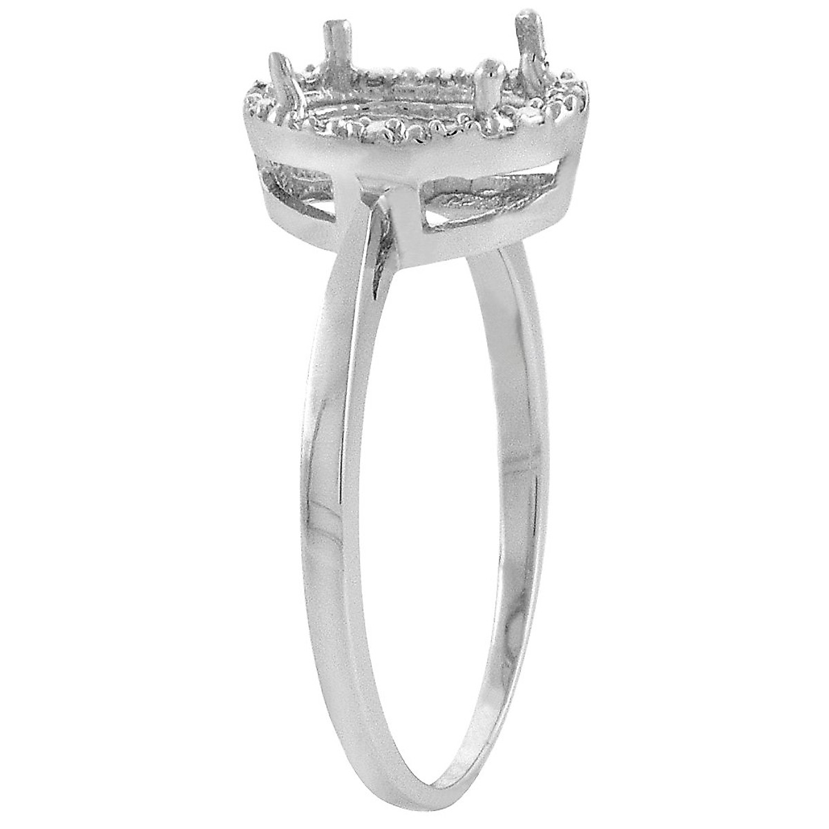 Sterling Silver Natural Morganite Diamond Halo Ring Oval 8X6mm, 1/2 inch wide, size 10