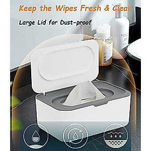 2 Pack Wipes Dispenser, Wipe Holder for Baby & Adult, Seposeve Refillable Wipe Container, Keeps Wipes Fresh, One-Handed Operation. Non-Slip, Easy Open/Close Wipes Pouch Case(2 Grey)