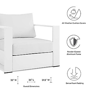 Modway Tahoe Modern Fabric/Aluminum Outdoor Armchair in White