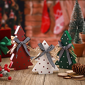 3 Pieces Rustic Wood Table Christmas Trees Centerpiece for Table - Polka Dot Farmhouse Decor
