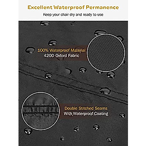 Patio Chair Covers Waterproof, Heavy Duty Outdoor Lounge Deep Seat Chair Cover, Lawn Patio Furniture Covers 2 Pack Fits up to 30W x 37D x 31H inches | Black