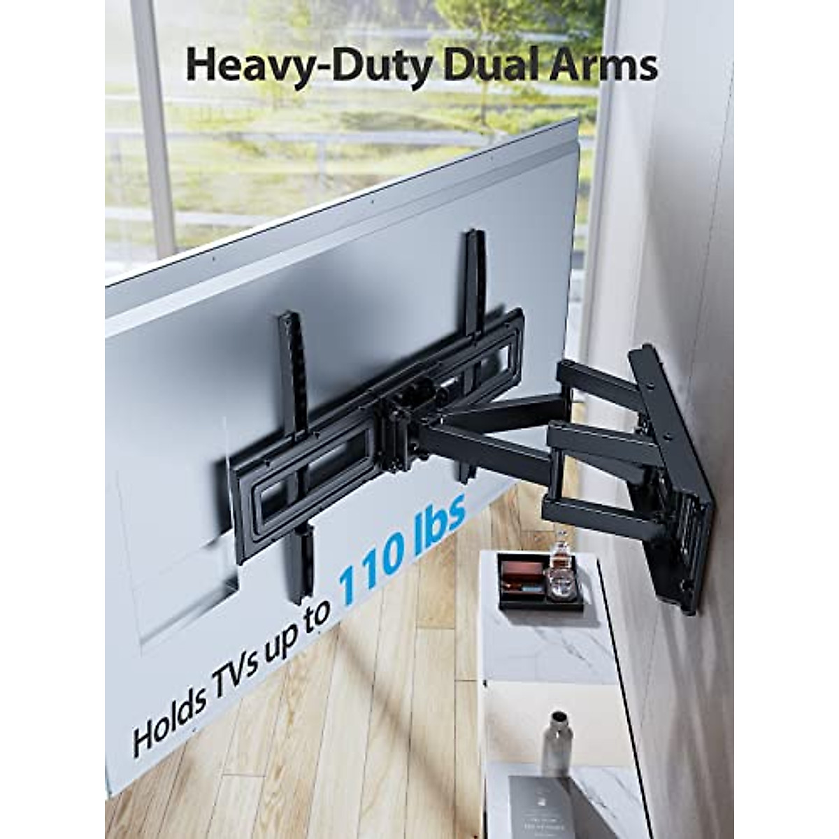 Pipishell Full Motion TV Wall Mount Bracket for 37-75 Inch LCD, QLED,OLED 4K Flat Curved TVs, Dual Arms Tilt Extension Swivel Articulating TV Mount, Max VESA 600x400mm up to 110lbs, Fits 16” Studs