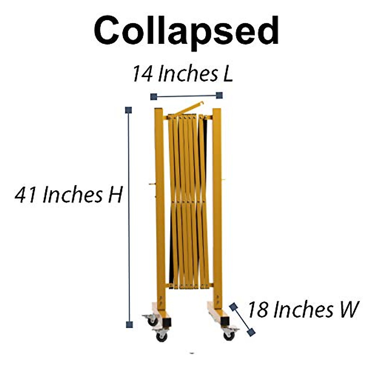 Trafford Industrial Expandable Metal Barricade, 11 Feet, Yellow and Black, Mobile Safety Barrier Gate, Retractable Traffic Fence