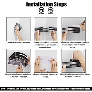 NIENLCIP Adhesive Shower Caddy Corner Shelf Shower Shelves Bathroom Storage Organizers Basket for Kitchen/Toilet No Drilling 2-Tier Black