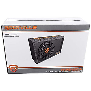 Rockville RWS12CA Slim 1200 Watt 12" Powered Car Subwoofer Enclosure + Wire Kit