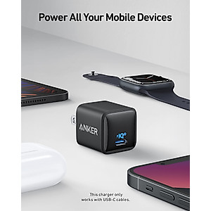 Anker USB C 20W, 511 Charger (Nano), PIQ 3.0 Durable Compact Fast Charger for iPhone 13/13 Mini/13 Pro/13 Pro Max/12, Galaxy, Pixel 4/3, iPad/iPad Mini (Cable Not Included)
