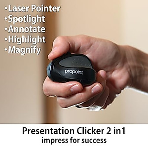 Swiftpoint ProPoint Wireless Ergonomic Mouse, Powerpoint Presentation Clicker & Laser Pointer, Bluetooth Rechargeable for Laptops & iPads, Portable Mini Travel Design (Black)