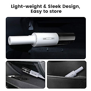 HQXHB Handheld Vacuum Cleaner, 120W 6000Pa Portable Home & Car Vacuum Cordless, Pet Hair Eraser Lithium Ion Cordless Hand Vacuum with Rechargeable Battery (White), A8