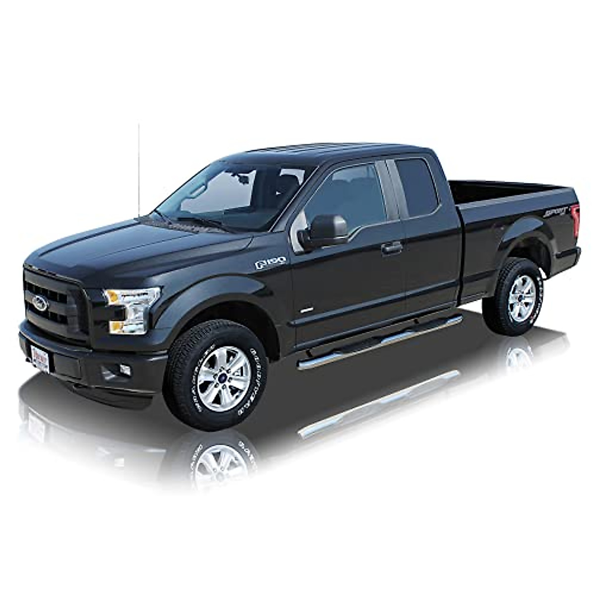 Raptor Series Nerf Bars Side Steps 4in Oval Stainless Steel Curved for 05-23 Tacoma Double Cab