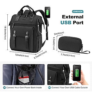 LOVEVOOK Laptop Backpack for Women, Teacher Nurse Bag Work Travel Computer Backpacks Purse,Water Resistant Daypack with USB Charging Port, 17.3 inch