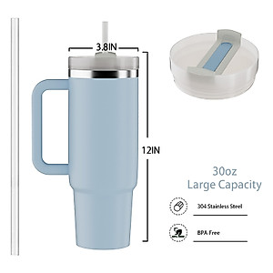 YOUEXPERT 30 oz Tumbler with Handle and Straw, Insulated Tumblers with Lid and Straw, 30oz Stainless Steel Cup Water Bottle Sports Travel Tumblers - Dune