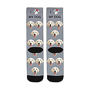 Custom Face Socks Prime I Love My Dog Cute Paw Crew Socks with Personalized Faces on Them