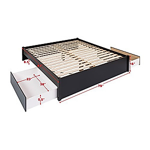 Prepac King Select 4-Post Platform Bed with 2 Drawers, Black