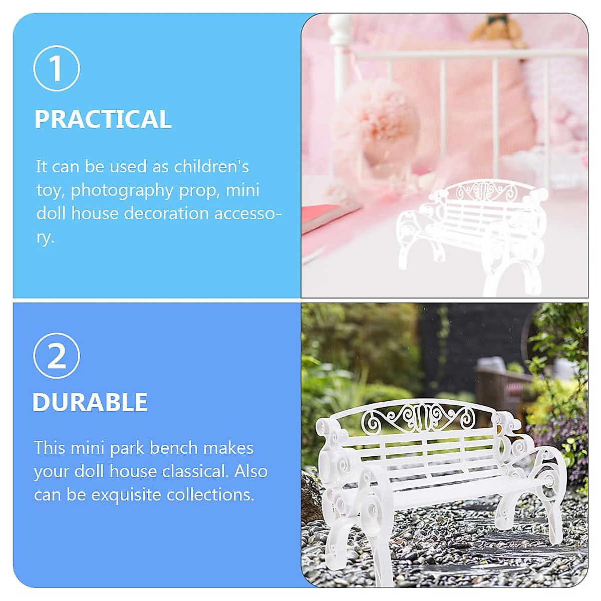 jojofuny 2Pcs Mini Bench Mini Garden Bench Model Dollhouse Small Bench Model Miniature Park Bench Adornments Miniature Bench Ornament Dollhouses Bench Decoration Mini Bench Model Small