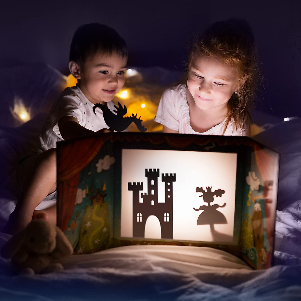PAPATON Shadow Puppet Theater - 32 Shadow Puppets - Award Winning Toy, Family Storytelling Board Game, Downloadable App, Birthday Gift for 3 4 5 6 7 8 Years Kids