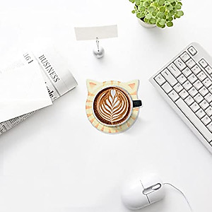 Funny Coasters for Drinks Absorbent, Cat Shaped Ceramic Coasters Set of 4, Unique Gift Ideas for Cat Lovers, Bar Dining Table Decor Housewarming Birthday Gift - 4.25''