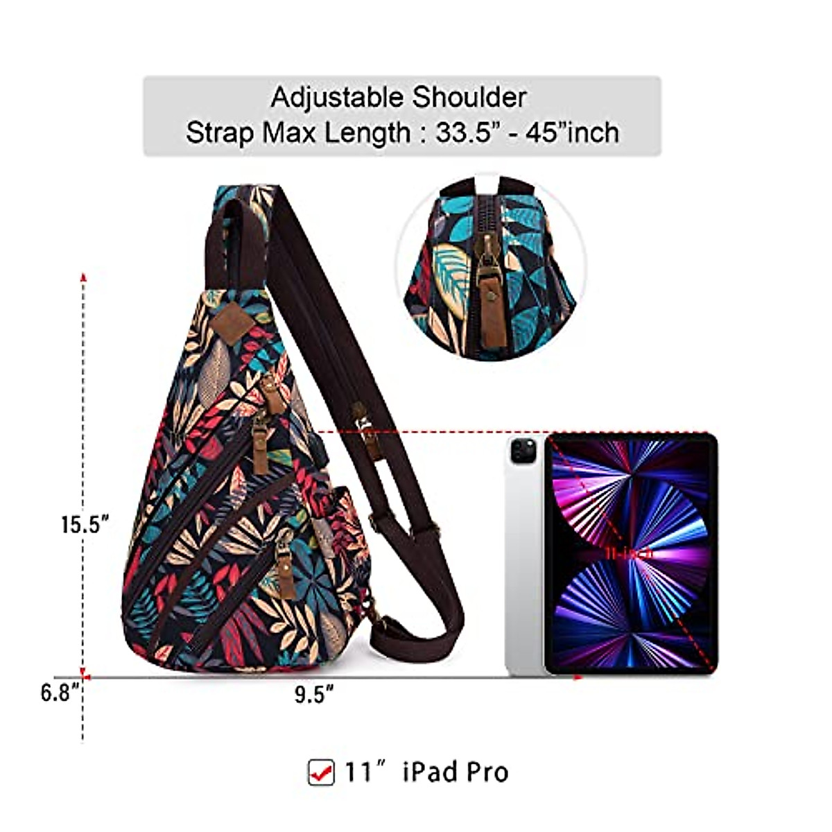 DAVIDNILE Canvas Sling Bag Crossbody Backpack Genuine Leather Shoulder Bag Casual Daypacks For Men