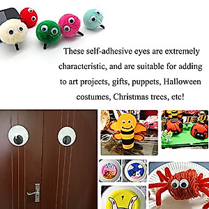 HAHIYO 450PCs 7MM/0.3Inch Black Self Adhesive Wiggle Googly Eye Mini Plastic Easy Peel Off Googly Eye Round Sticker Eye Realistic Eyeball Decorative Wiggle Eye for Halloween DIY Craft Pompom Slime