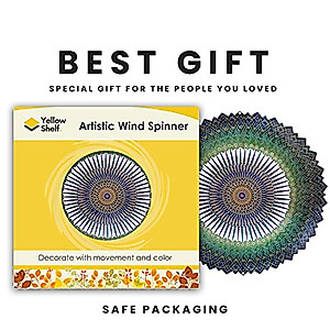 Yellow Shelf Kinetic Wind Spinners for Yard & Garden - Stainless Steel 3D Mandala Spinner - Hanging Wind Spinner for Lawn, Patio & Outdoor Decorations 12 inches