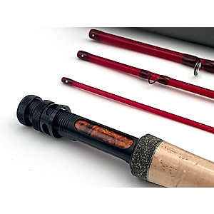4wt Moonlit Lunar S-Glass Fiberglass Fly Fishing Rod (7' 6", 4 Piece, red)