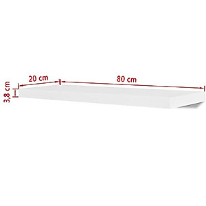 Festnight Set of 2 Floating Wall Display Shelves MDF Collectables DVD Storage Wall Mounted Shelf Bookshelf for Living Room Home Office Decor Furniture White (32" x 8" x 1.5")