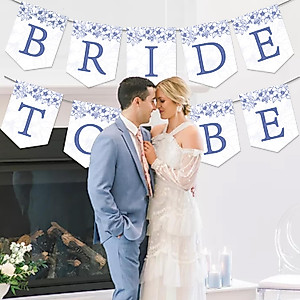 Bride To Be Banner, Blue Floral Bachelorette Bridal Party Banner for Bachelorette Bridal Party Decorations & Decor