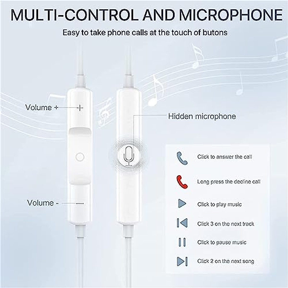2 Packs-Apple Earbuds for iPhone Headphones Wired Earphones [Apple MFi Certified] Built-in Microphone & Volume Control, Noise Isolating Headsets Compatible with iPhone 13/12/11/XR/XS/X/8/7/SE