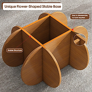 Modern Round Coffee Table with Solid Wood Legs, 31.5'' Glass Coffee Tables for Living Room Rustic Circle Center Cocktail Table with Tempered Glass-Top, Unique Accent Table for Small Spaces