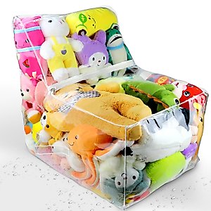 Clear Stuffed Animal Bean Bag Chair Cover for Kids, Waterproof Large Stuffable Beanbag Chair Cover, Creative PVC Plush Toys Storage, for Organizing Toddler & Children Rooms Soft Stuff Animal