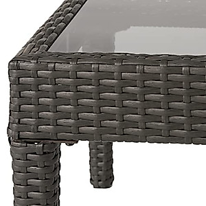 Christopher Knight Home Antibes Outdoor Wicker Loveseat and Table Set with Water Resistant Cushions, 2-Pcs Set, Grey / Silver