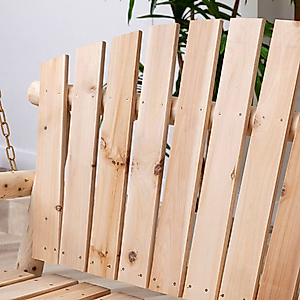 Wooden Porch Swing Outdoor Bench Swing Chair 2-Seater W/Hanging Chains for Patio Garden Backyard, Heavy Duty 800 LBS, 4 Ft, Unfinished