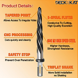 5/8" Reamer Drill Bit for Metal, M2 HSS Taper Reamer for Steel, Alloy, Wood, Plastic to Align, Enlarge Holes – 5-Spiral Flutes, 1/2" Non-Slip Shank, 16mm Car Reamer, Bridge Construction Reamer.