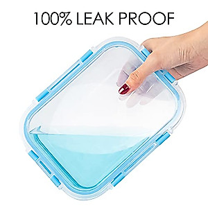 YARYOUNG 10 Pack Glass Food Storage Containers with Lids, Reusable Glass Meal Prep Containers for Lunch, Airtight Glass Container Sets with Lids, Leak Proof, Microwave & Freezer Safe (34oz & 12oz)