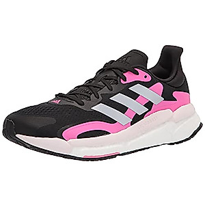 adidas womens Solar Boost 21 Running Shoes, Black/Screaming Pink/Halo Silver, 5.5 US