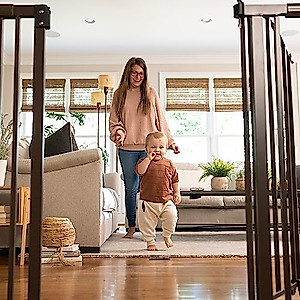 Summer Metal Expansion Extra Wide Safety Pet and Baby Gate, 44"-71" Wide, 36” Tall, Hardware Mounted for Dog and Child Safety, Fits Large Opening or Doorway, Auto Close Walk Thru Door - Bronze