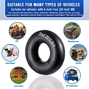 20x10-8,20x8-8,20x10.00-8,20x8.00-8 Premium Replacement Tire Inner Tubes(2 Packs)，for Riding Mower Lawn Tractor Snow Blower Golf Cart Garden Trailer,with TR13 Straight Valve Stem, by NAKAO