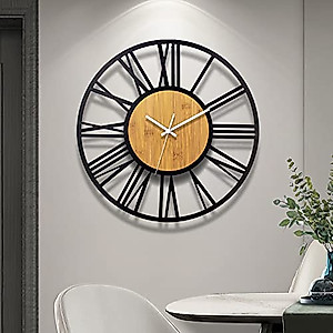 1st owned Round Wall Clock for Living Room Decor Modern Battery Operated Nearly Silent Black Clocks for Home Living Room Garden Office Cafe Decoration -40CM